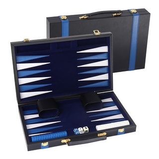 GSE™ 11" Leather Backgammon Board Game Set, Portable Folding Backgammon Board Game with Game ...